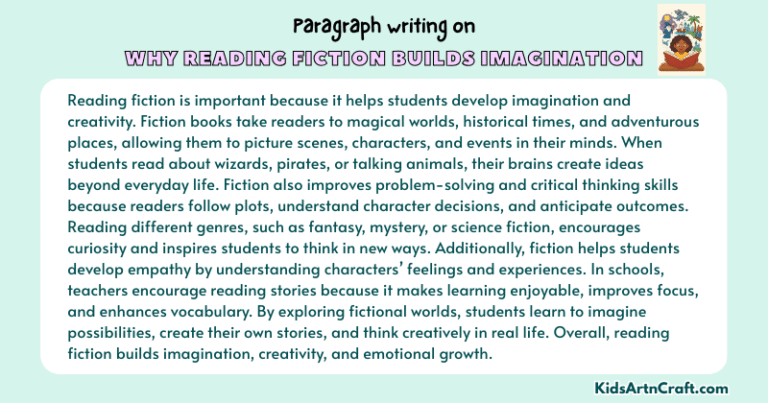 Paragraph on Why Reading Fiction Builds Imagination - Kids Art & Craft