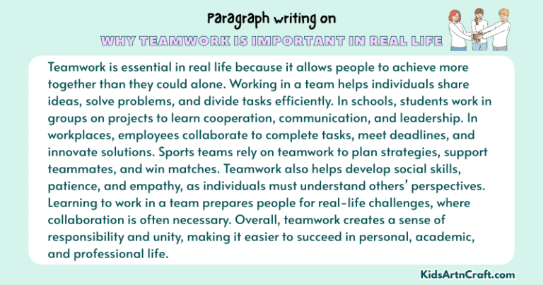 Paragraph on Why Teamwork is Important in Real Life - Kids Art & Craft