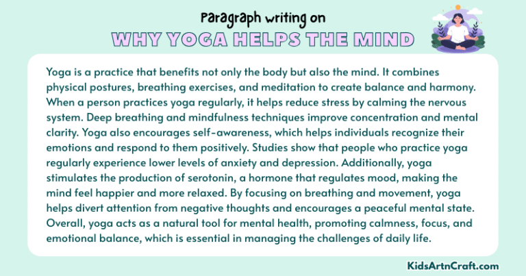 Paragraph on Why Yoga Helps The Mind - Kids Art & Craft