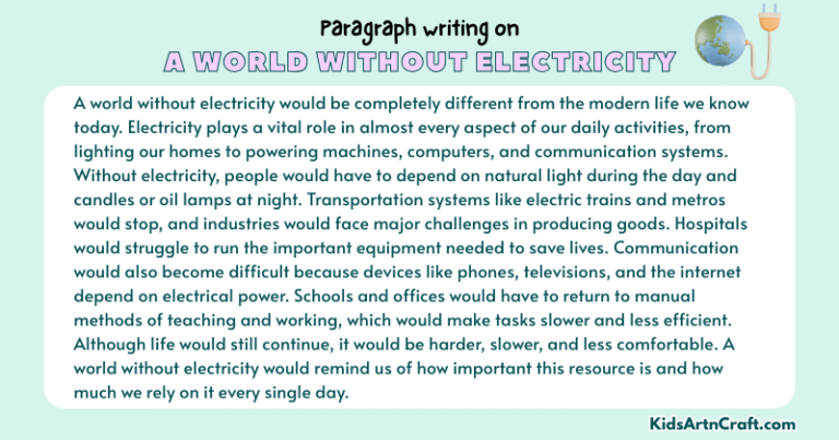 Paragraph on A World Without Electricity - Kids Art & Craft