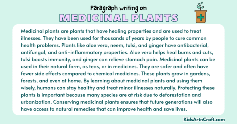 Paragraph on Medicinal Plants - Kids Art & Craft