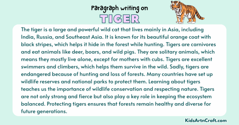 Paragraph on Tiger - Kids Art & Craft